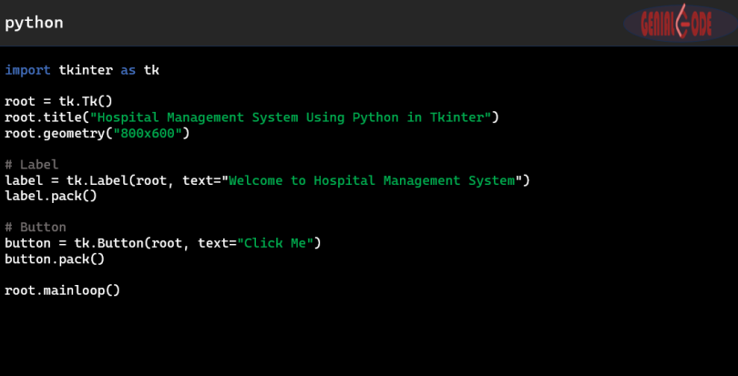 Hospital Management System in Python Using Tkinter - Genial Code